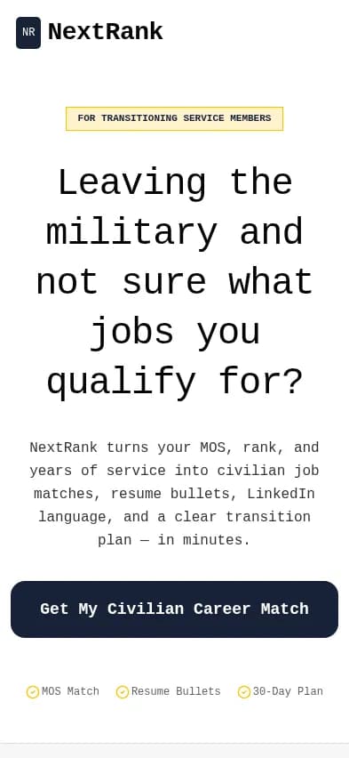 NextRank Career Transition App
