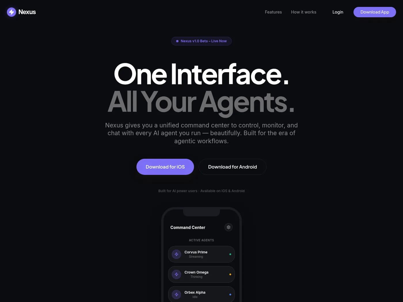 Nexus App Landing Page