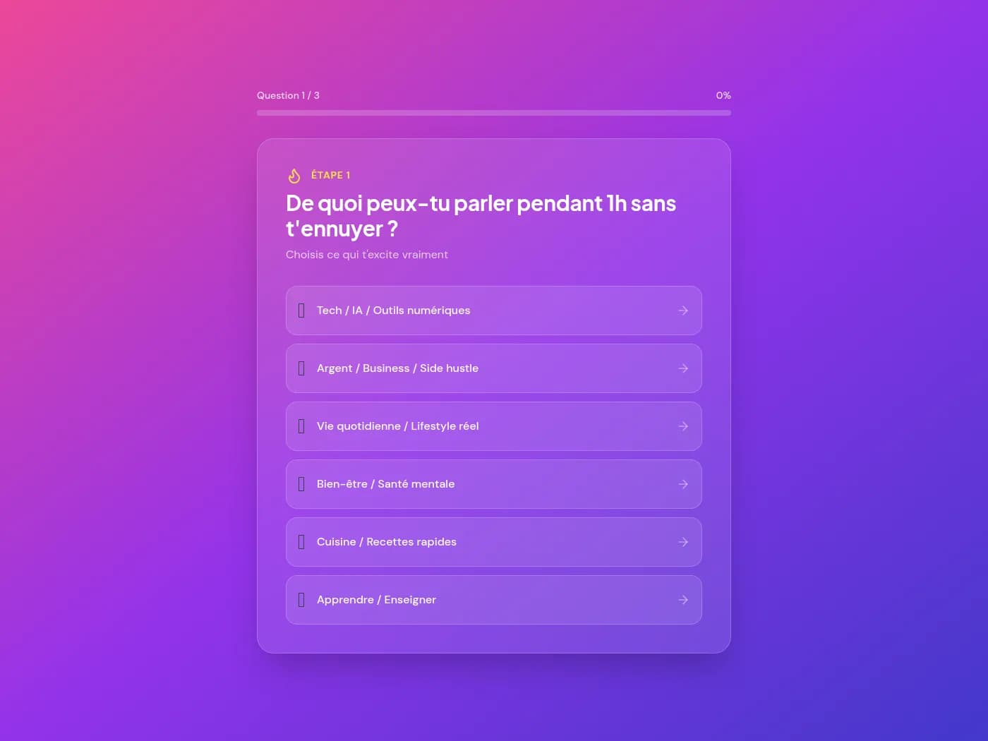 NicheFinder Quiz App