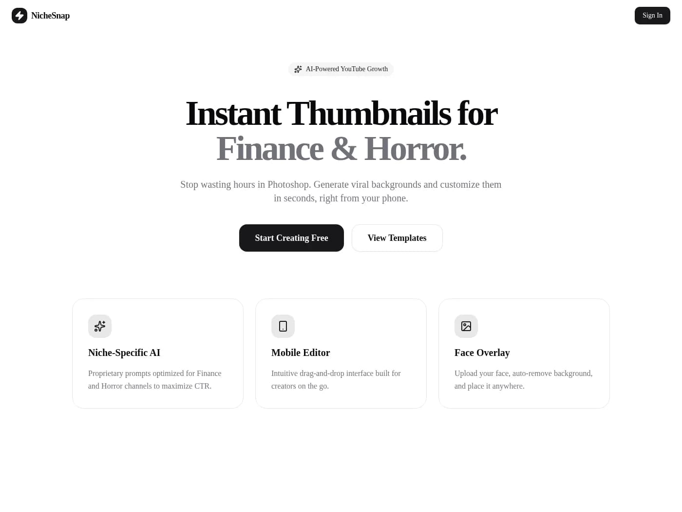 NicheSnap AI Thumbnails