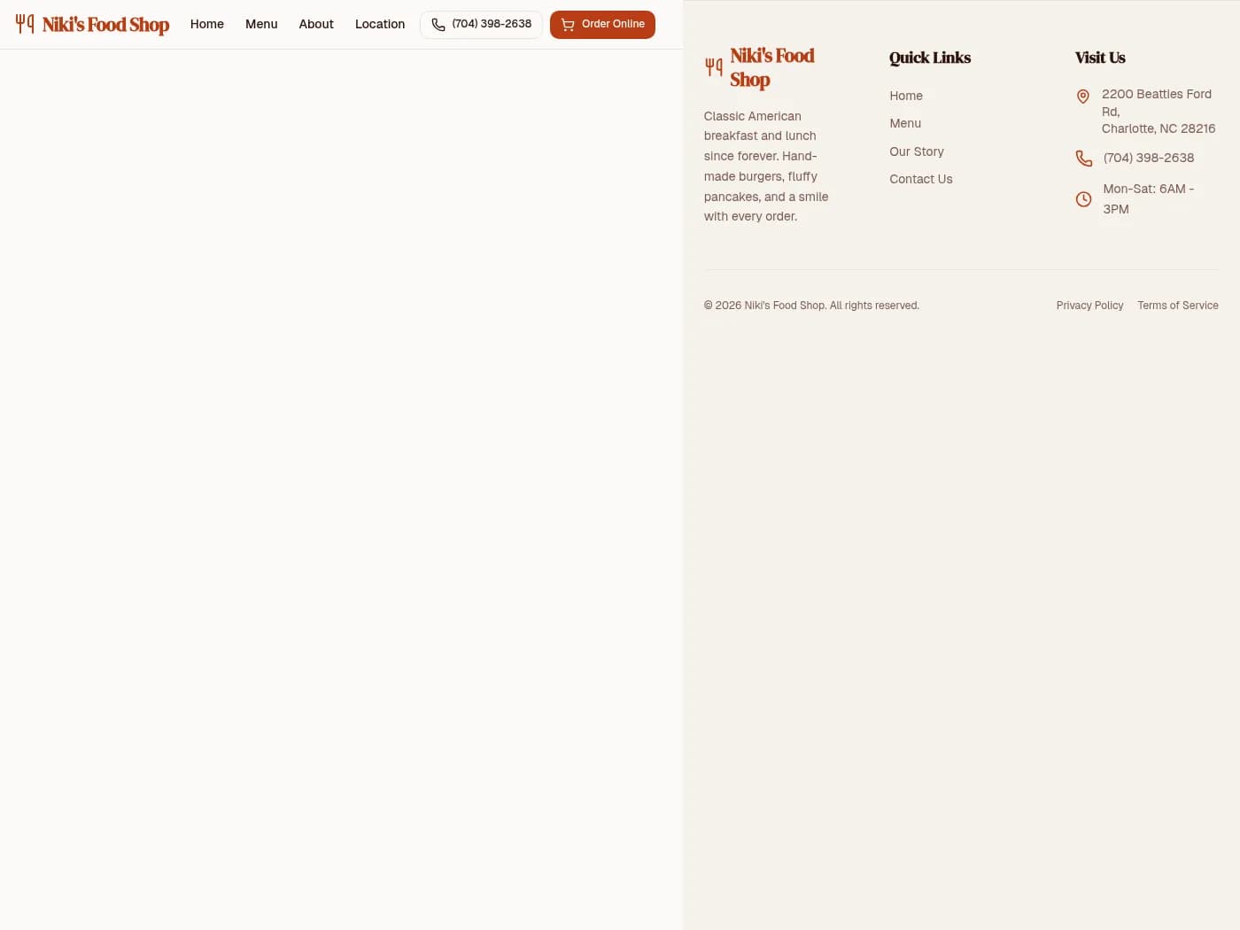 Niki's Food Shop Website