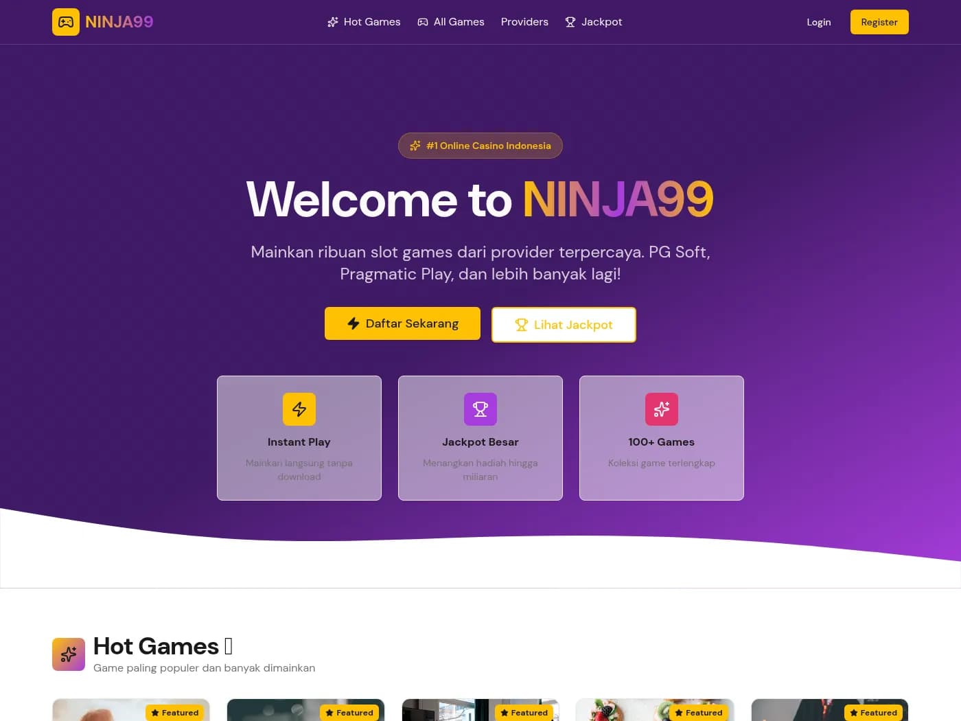 NINJA99 Slot Games Hub