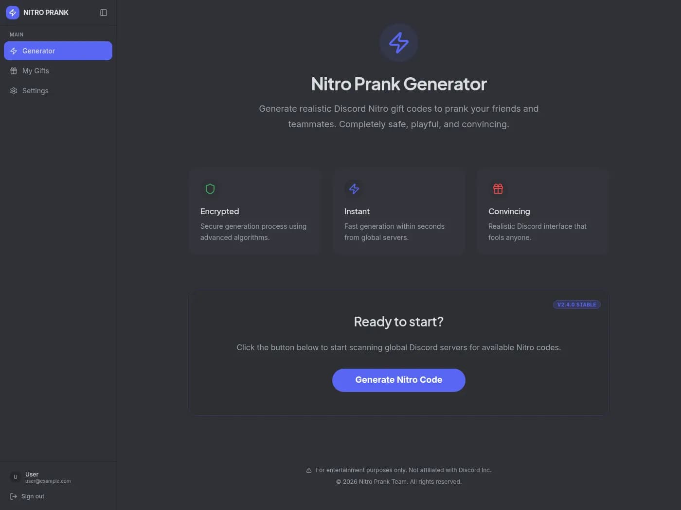 Nitro Prank Generator