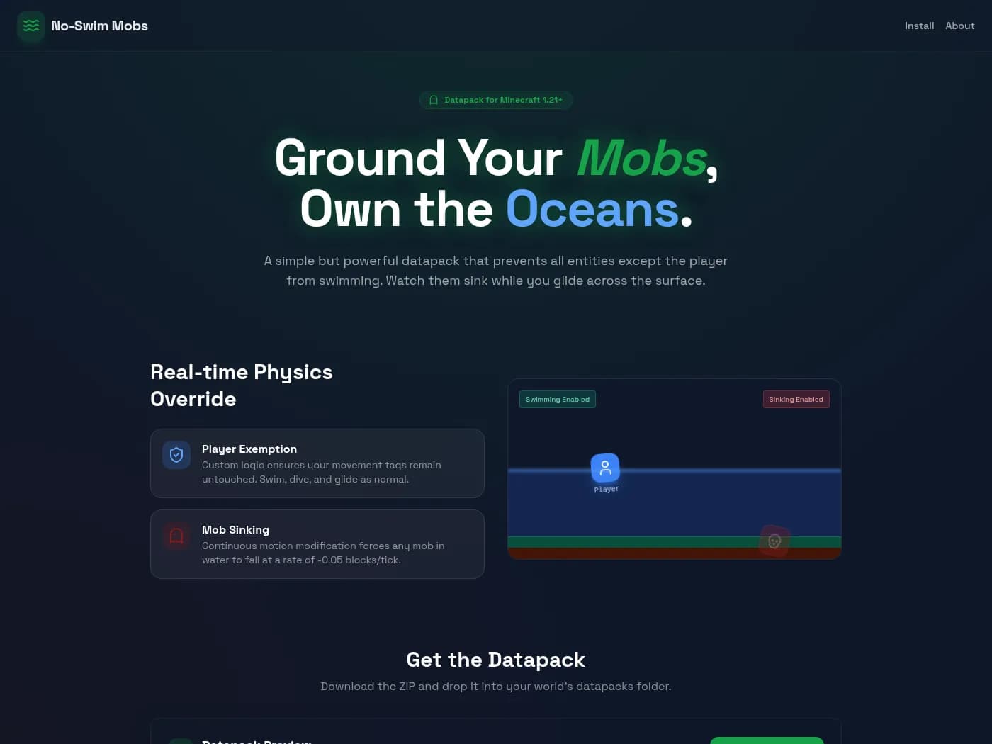 No-Swim Mobs Mod