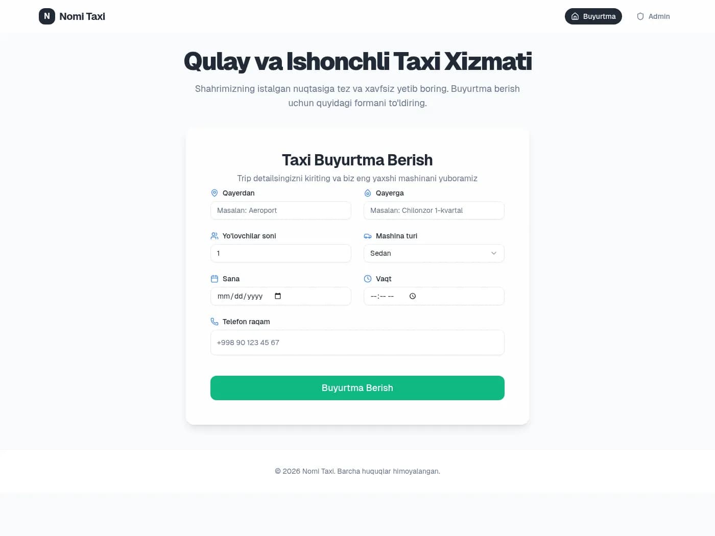 Nomi Taxi Dashboard