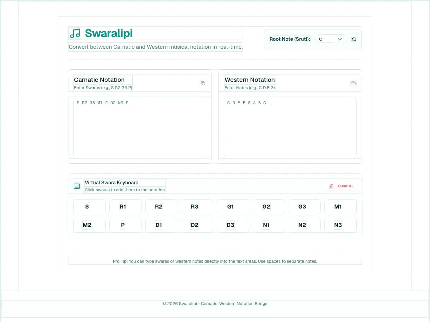 Carnatic-Western Notation Converter