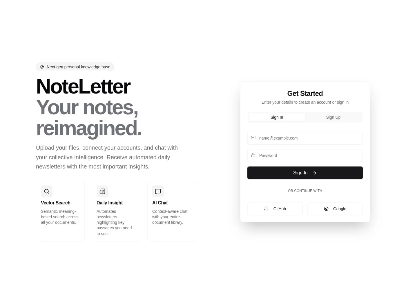 NoteLetter AI Dashboard