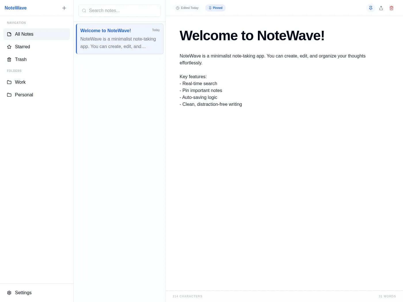 NoteWave Web App