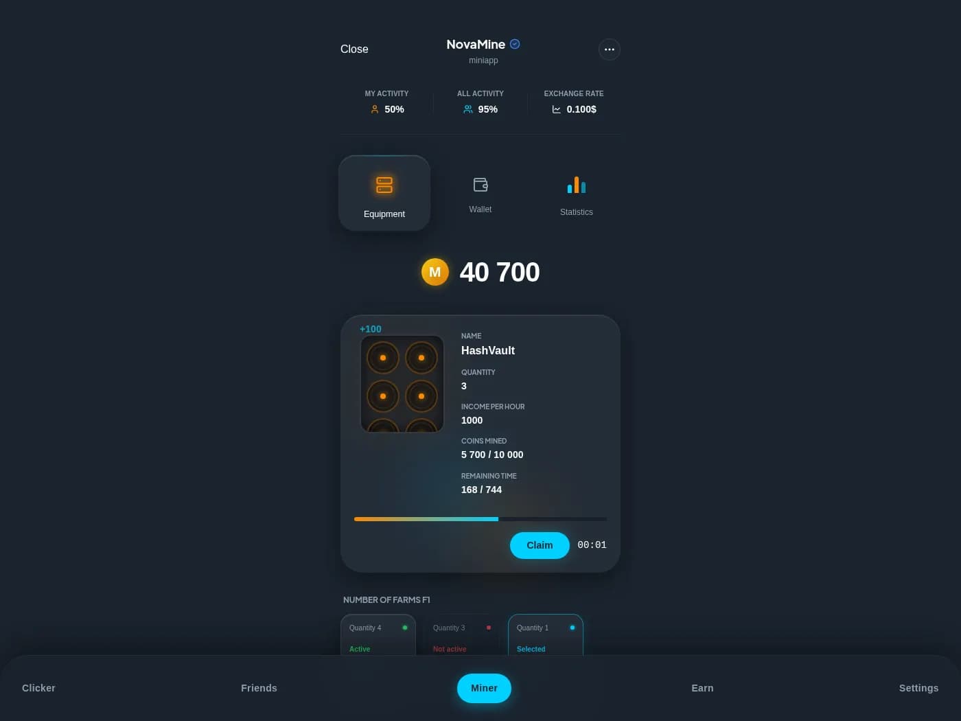 NovaMine Telegram Mini App