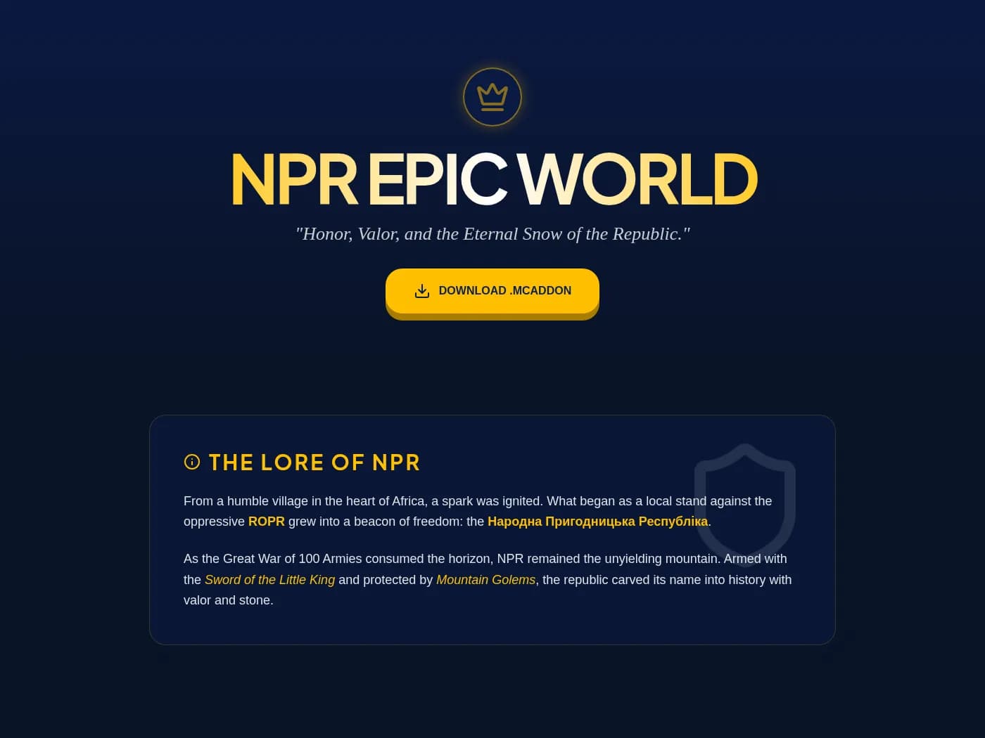 NPR Epic World Add-on