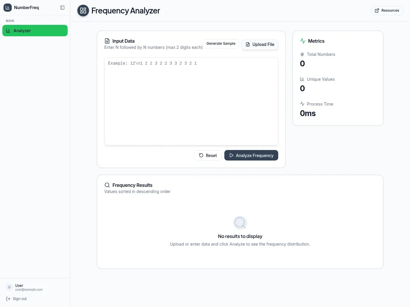 Number Frequency Analyzer