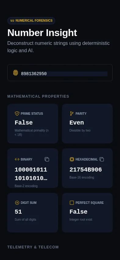 Number Insight Tool