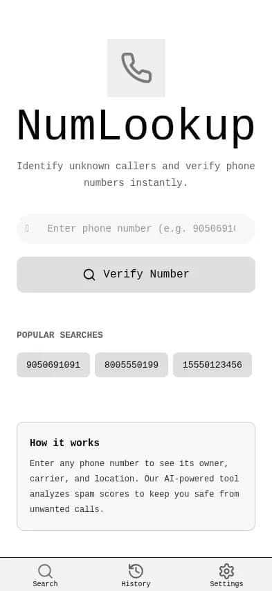 Number Lookup Portal