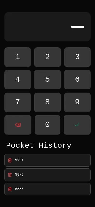 Pocket Number Panel