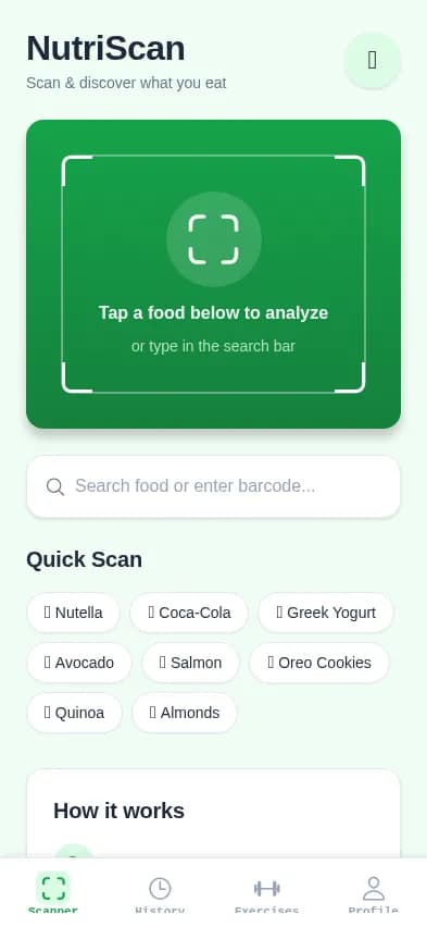 NutriScan Fitness App