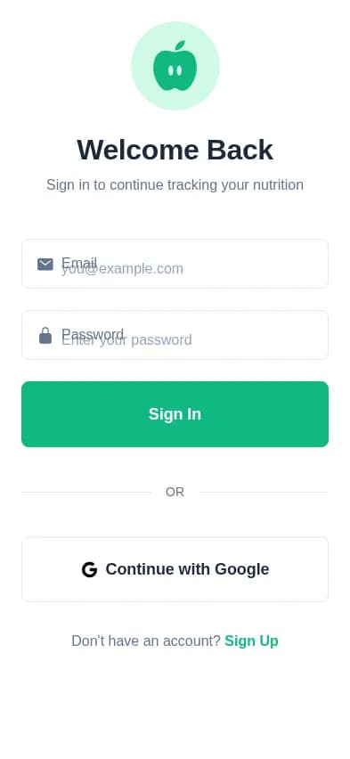 NutriTrack Mobile App