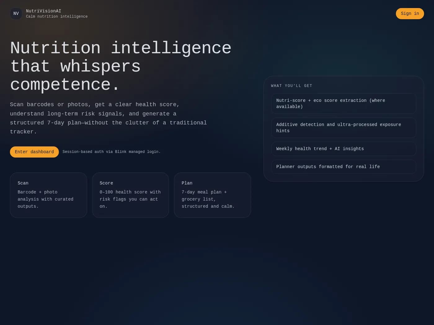 NutriVisionAI Platform