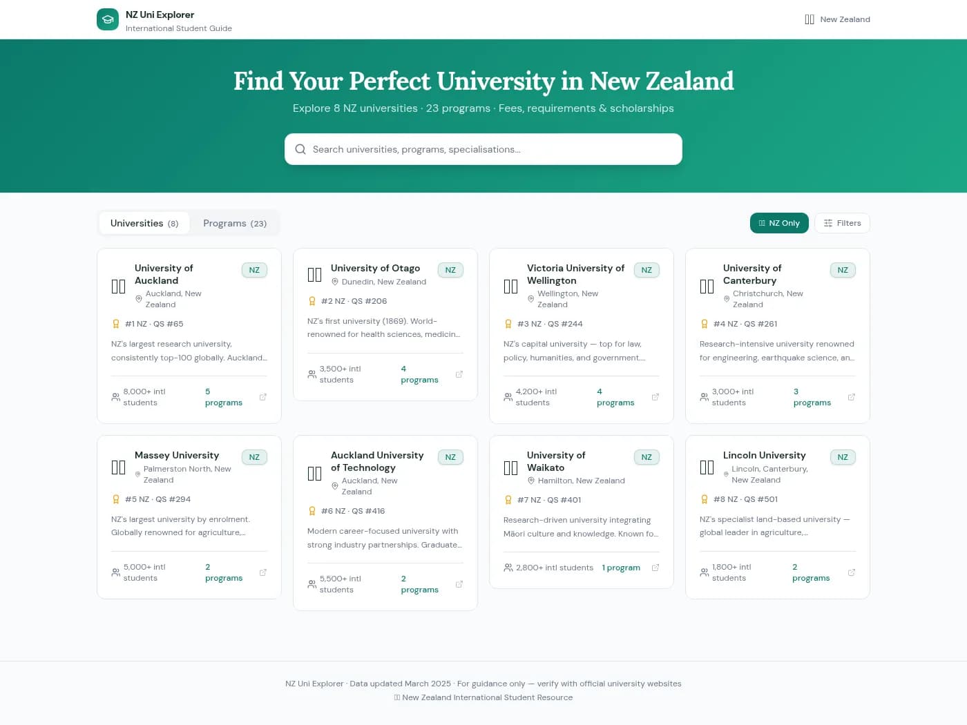 NZ Uni Explorer