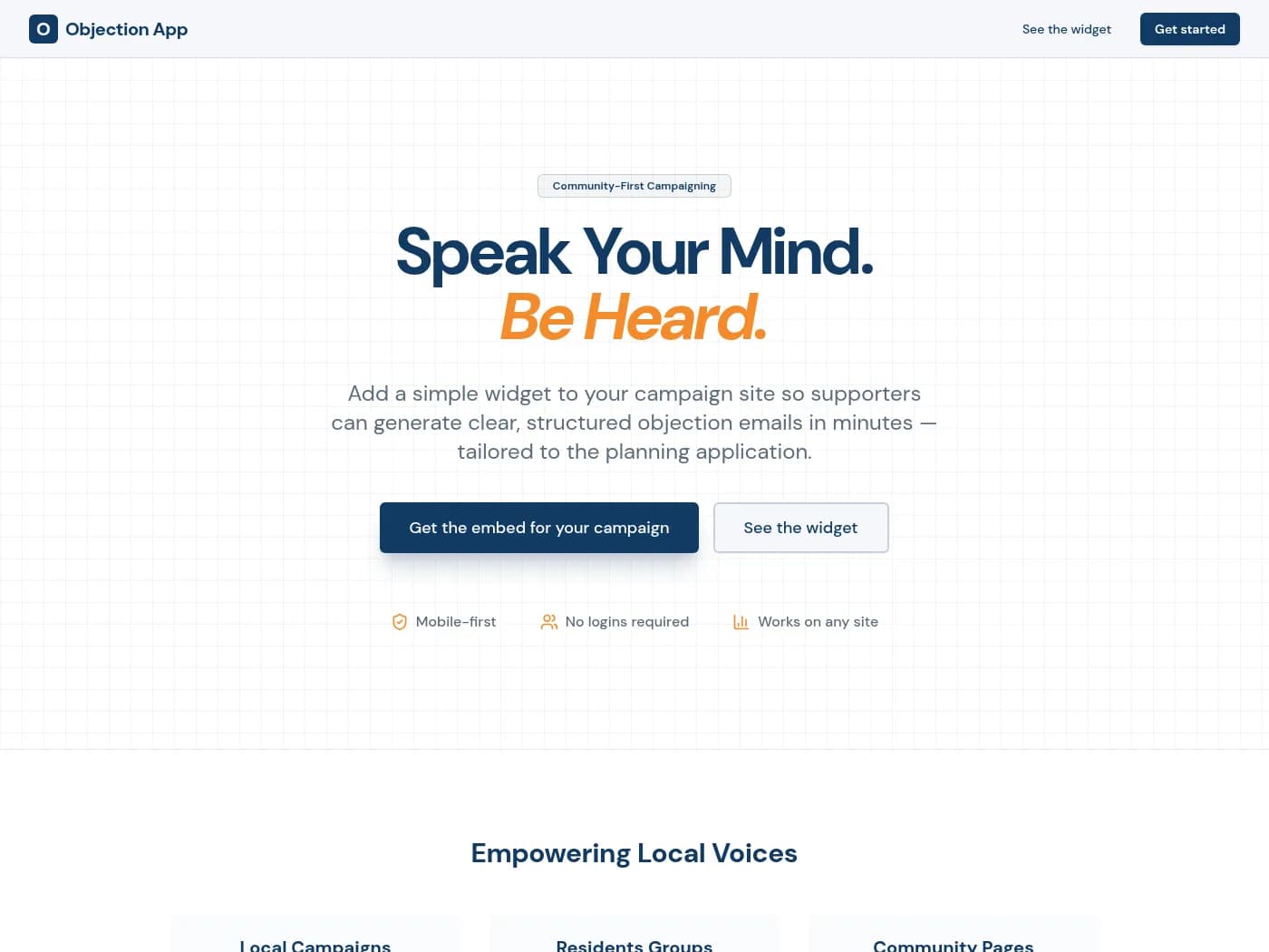 Objection App Landing