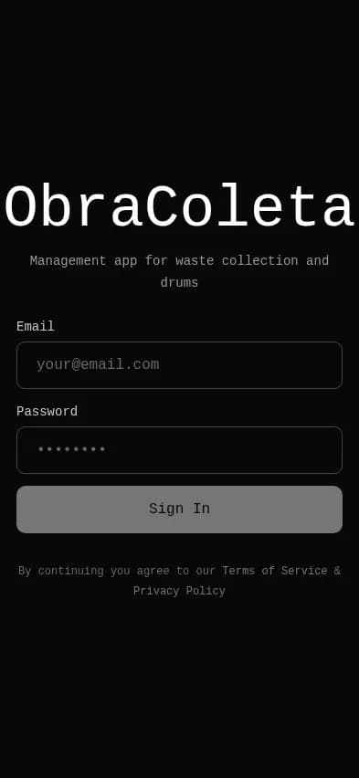ObraColeta Management App