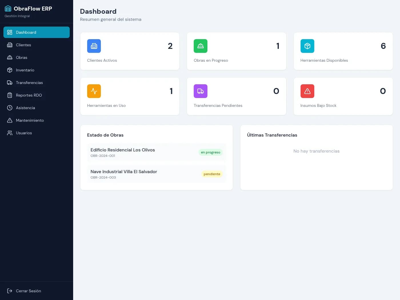 ObraFlow ERP Suite