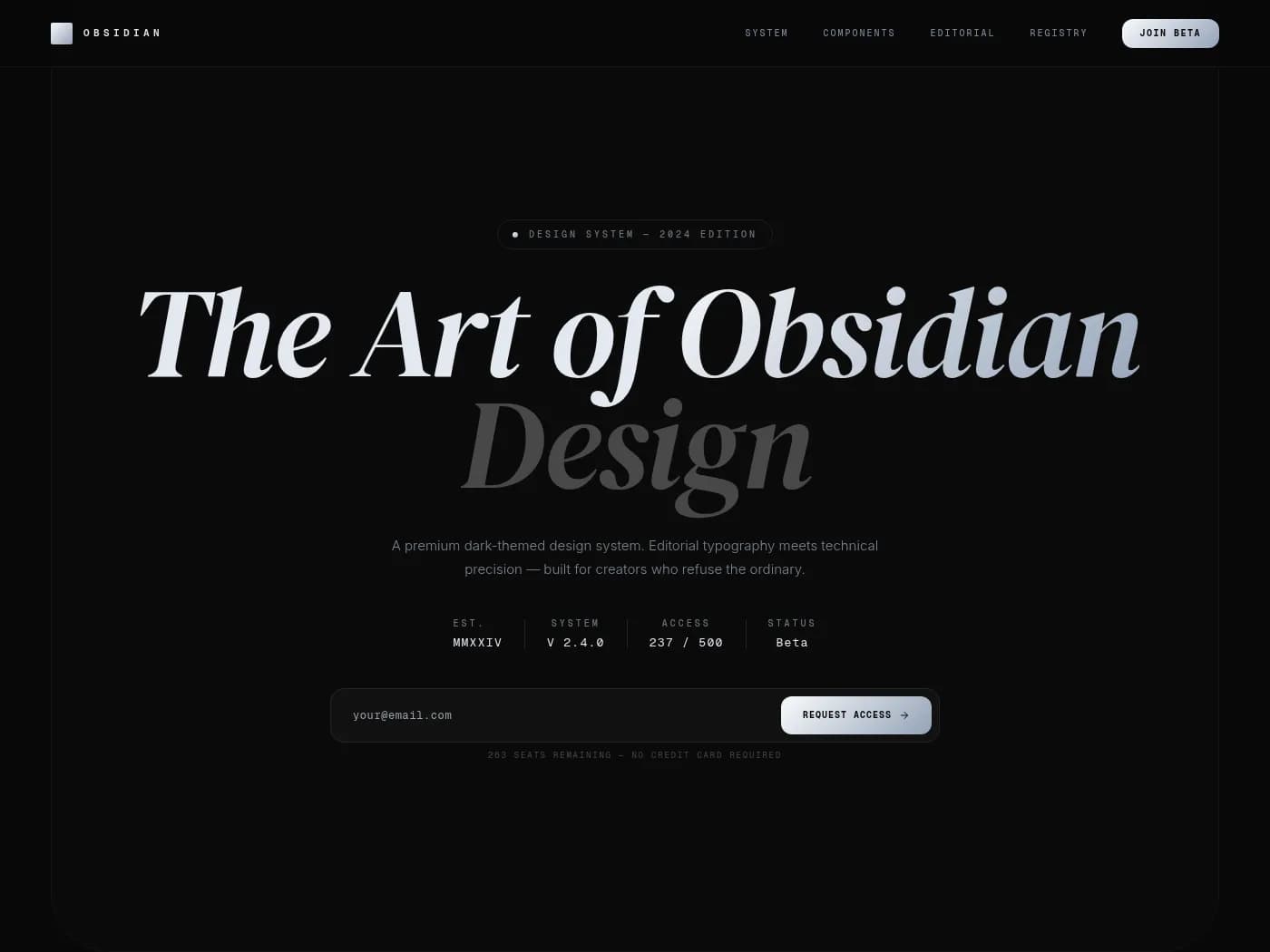 Obsidian Elite Design System