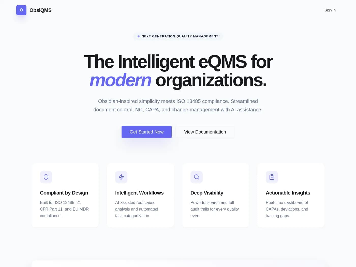 ObsiQMS Intelligent eQMS