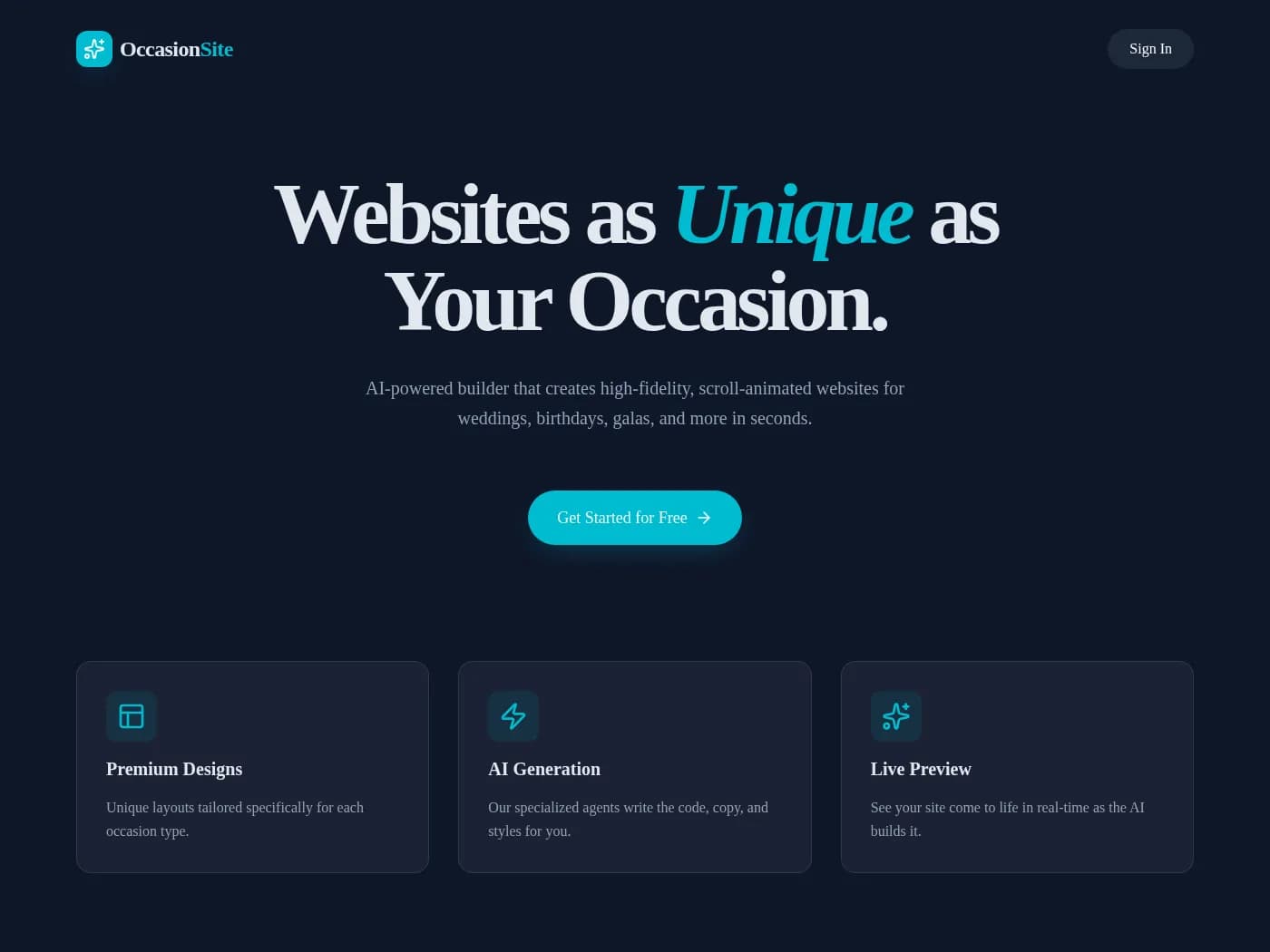 OccasionSite Builder