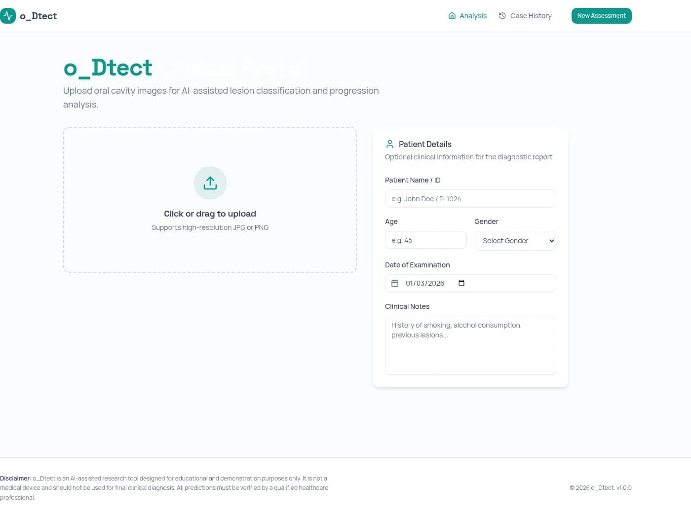 o_Dtect Clinical AI Portal