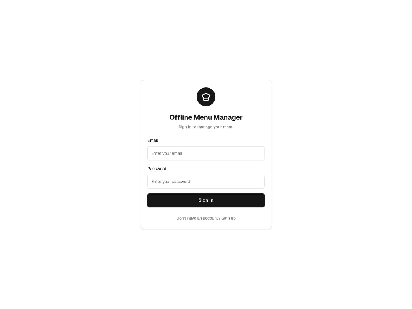 Offline Menu Manager