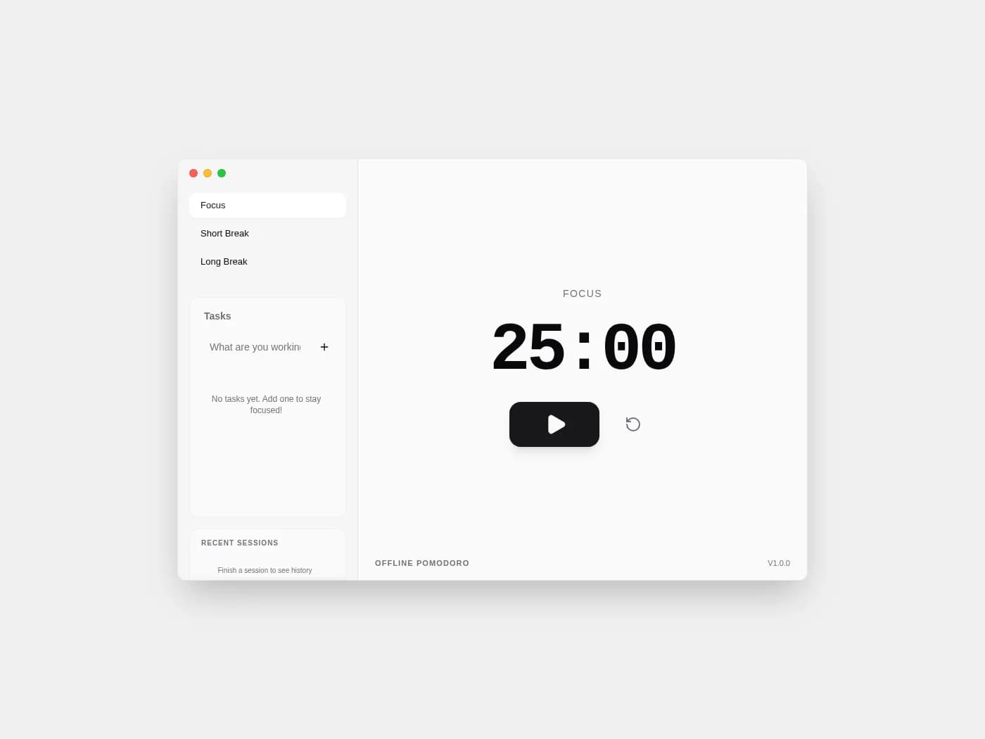 Offline Pomodoro Mac App