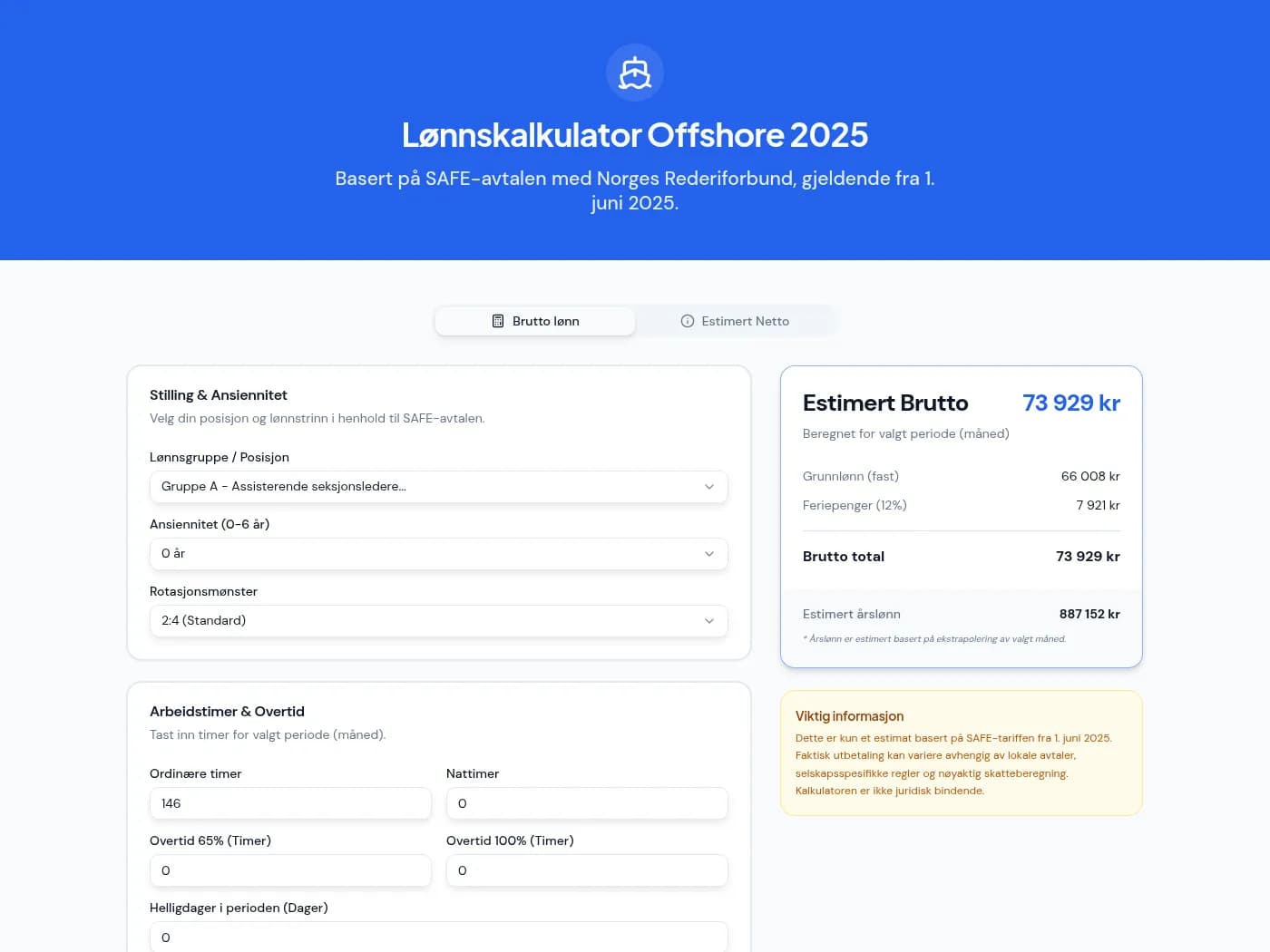 Offshore Pay Calculator