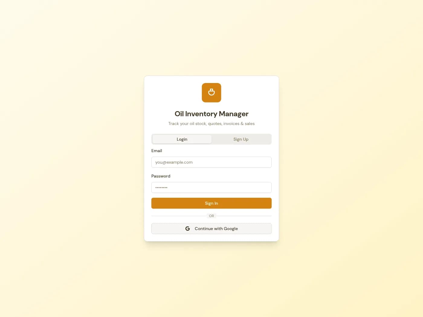 Oil Inventory Manager