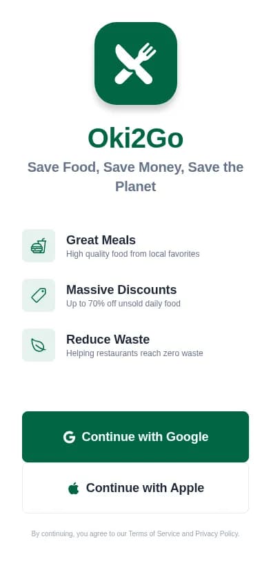 Oki2Go Food Pickup App