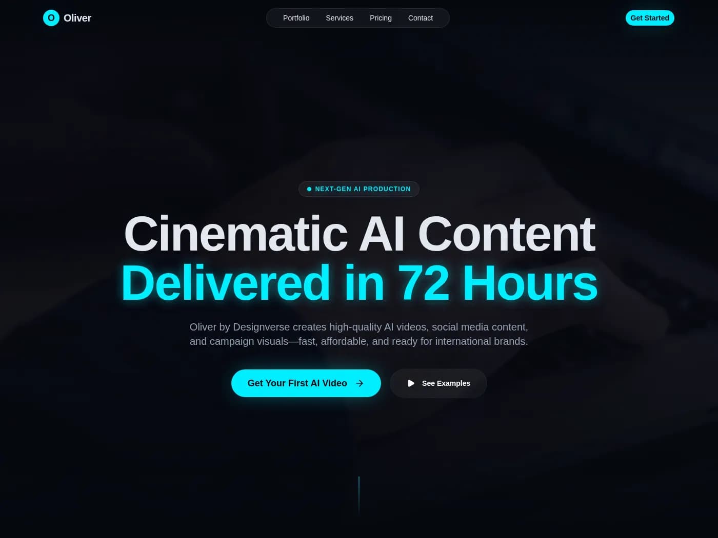 Oliver AI Studio Landing