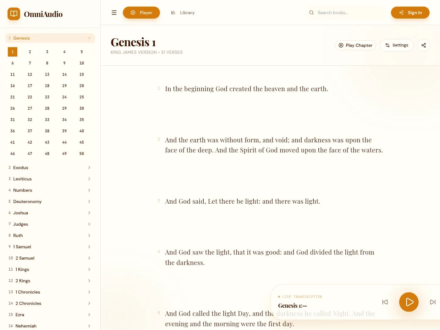 OmniAudio Bible App