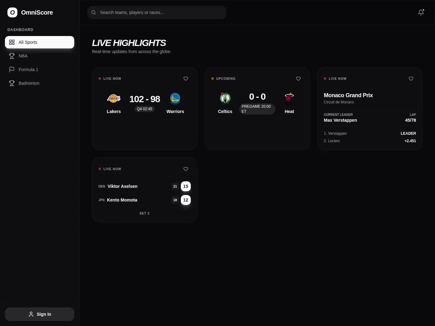 OmniScore Live Dashboard