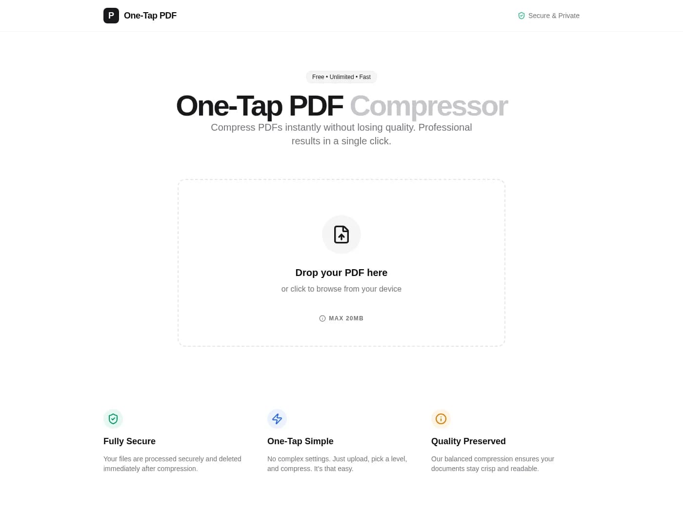 One-Tap PDF Compressor