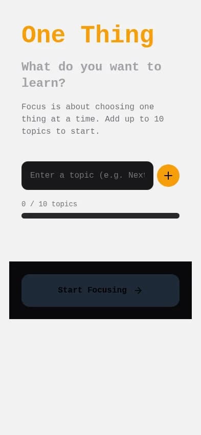 One Thing Focus App