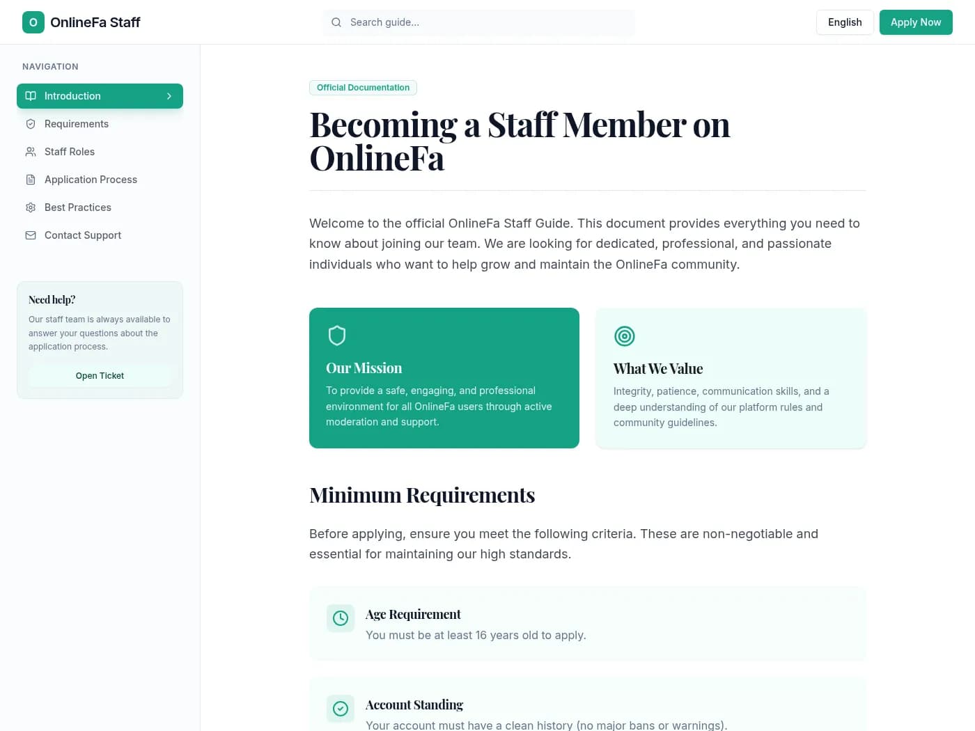 OnlineFa Staff Guide
