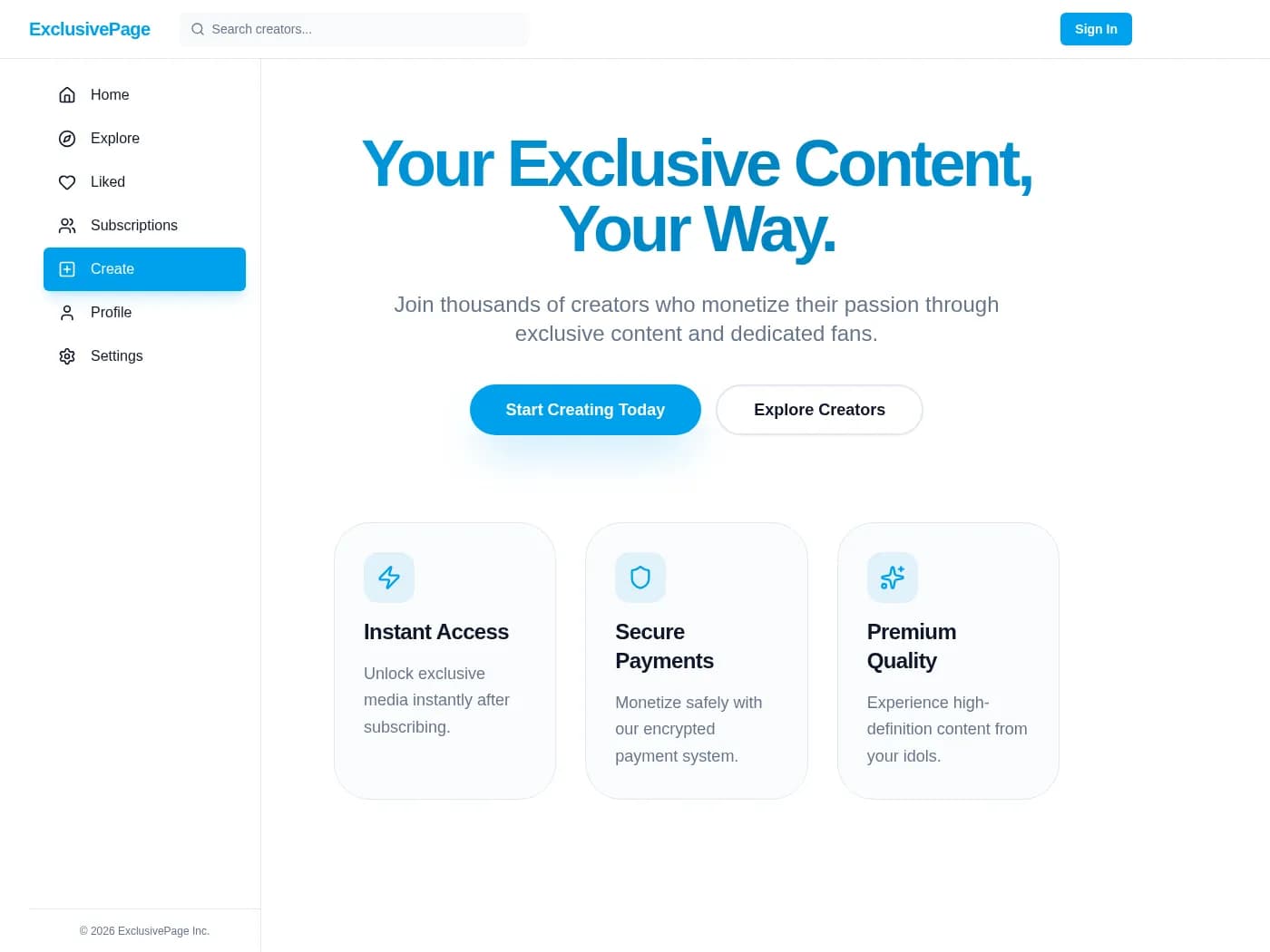 OnlyFans Content Page