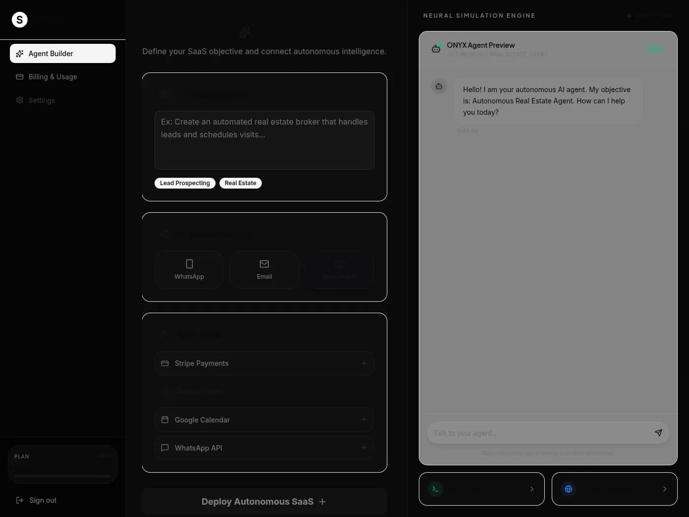 ONYX S — AI SaaS Builder