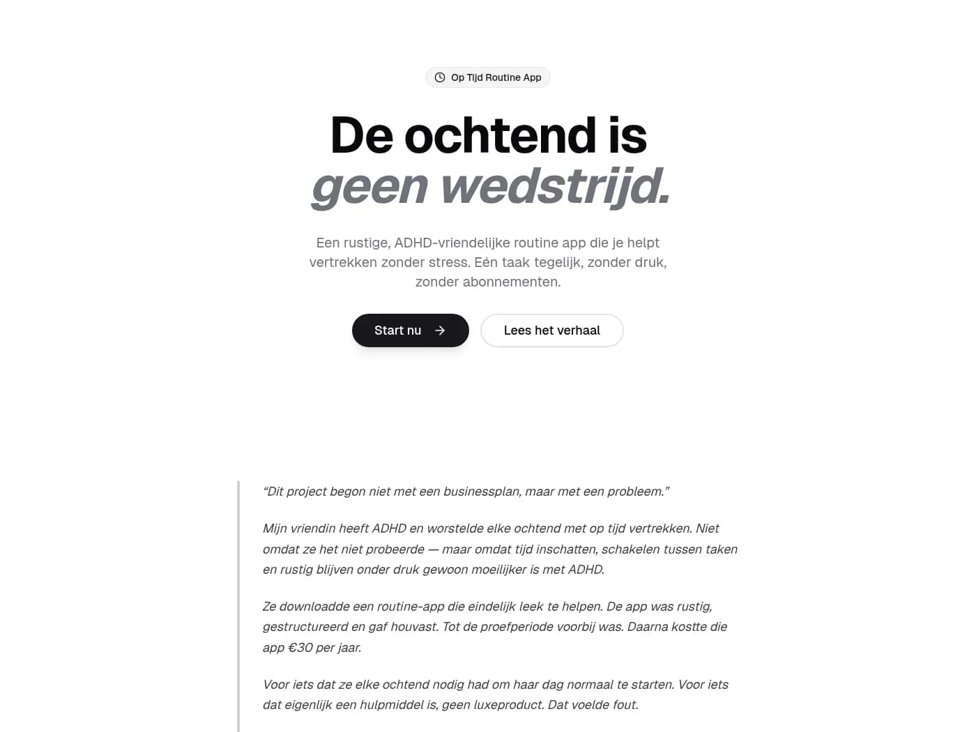 Op Tijd Routine App