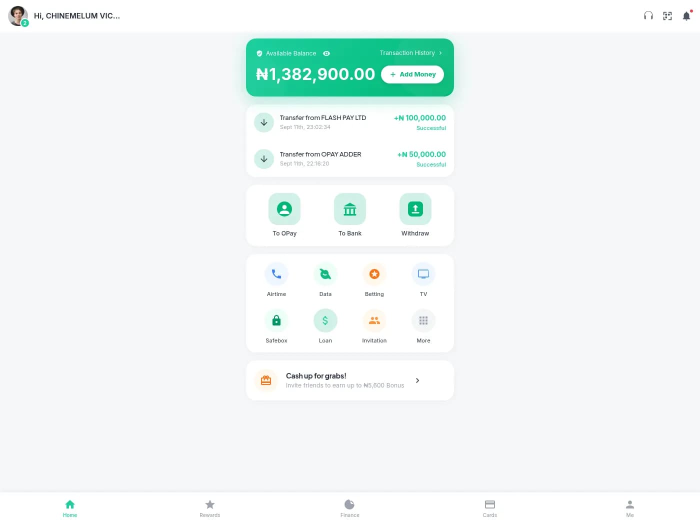 OPay Dashboard Clone