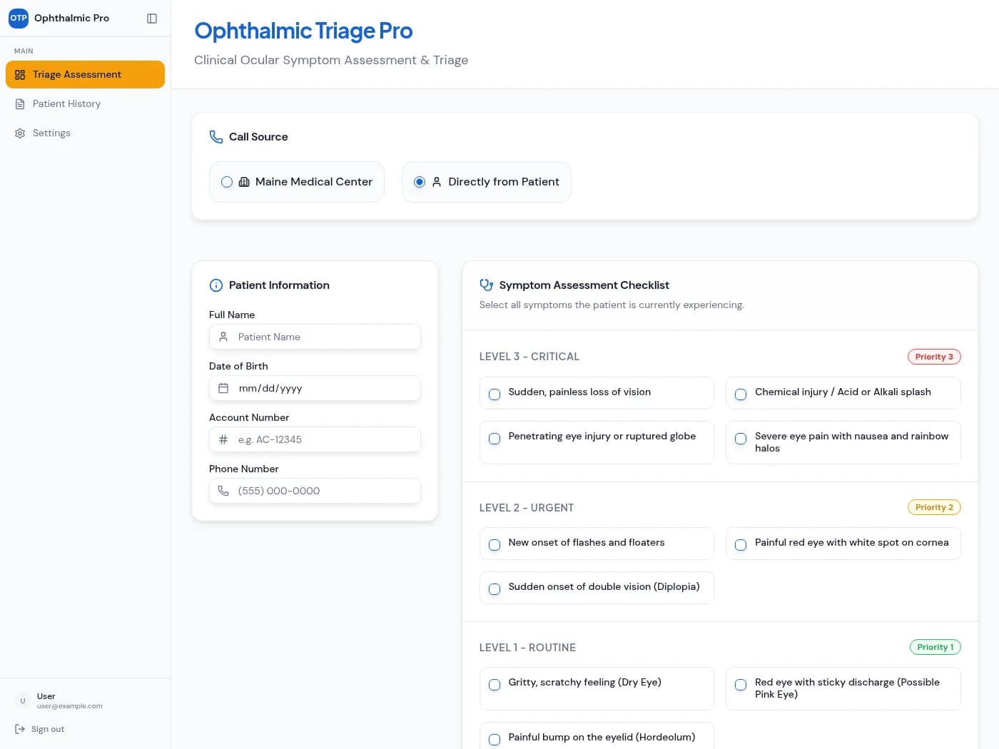 Ophthalmic Triage Pro