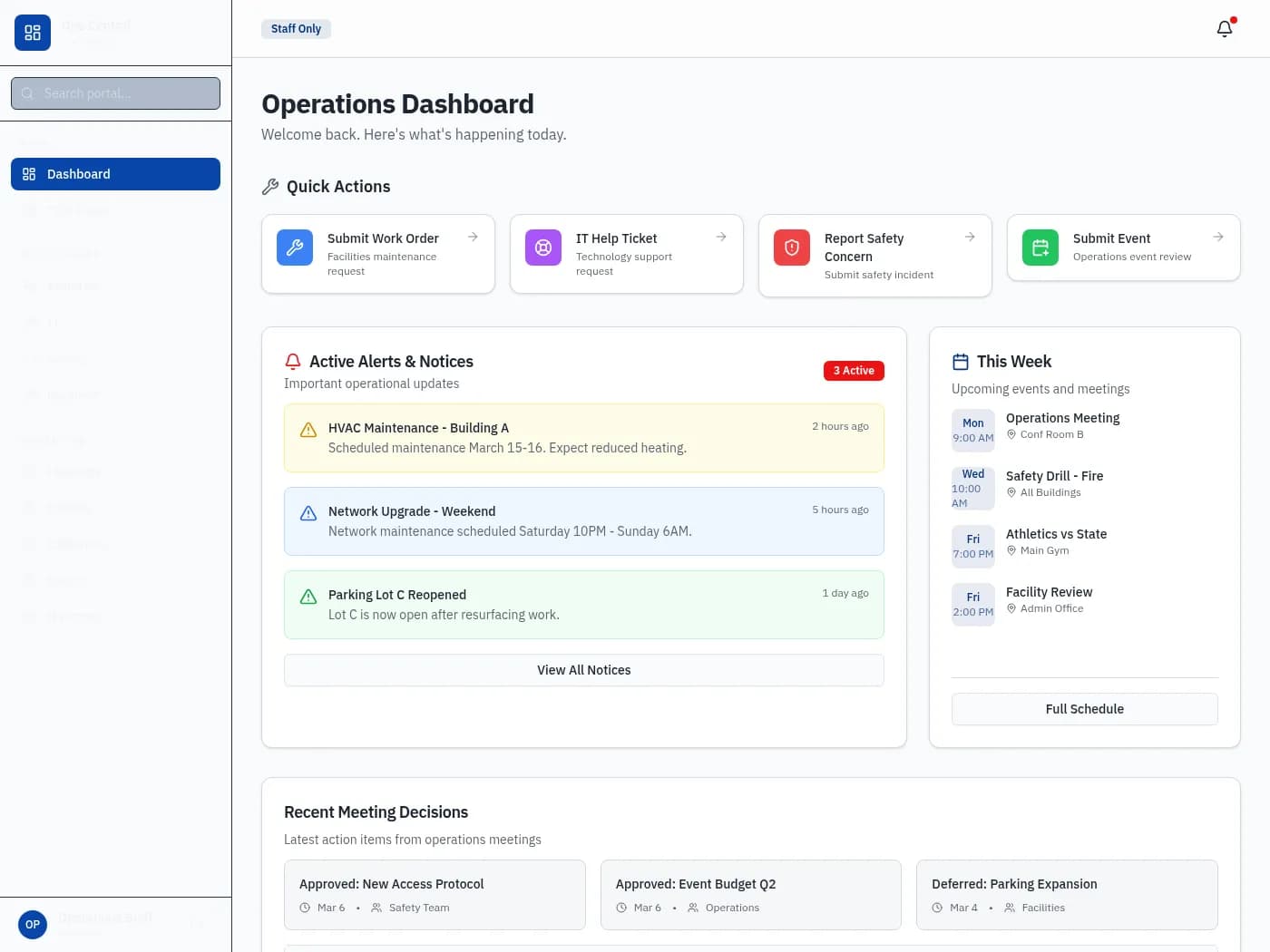 Ops Central Portal