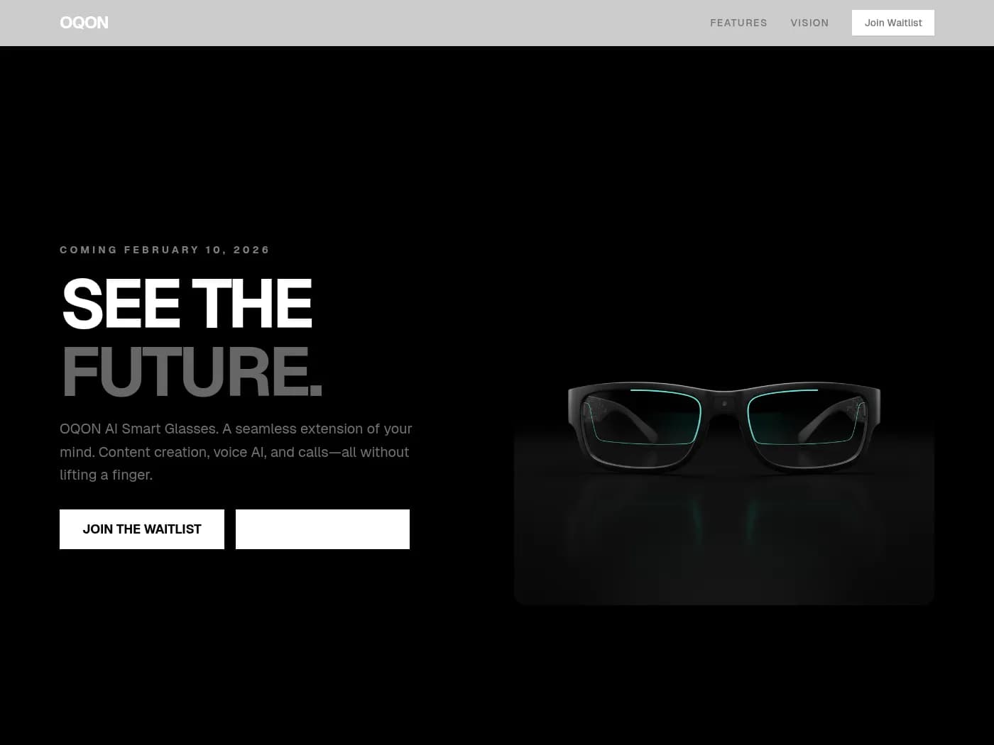 OQON AI Smart Glasses Landing