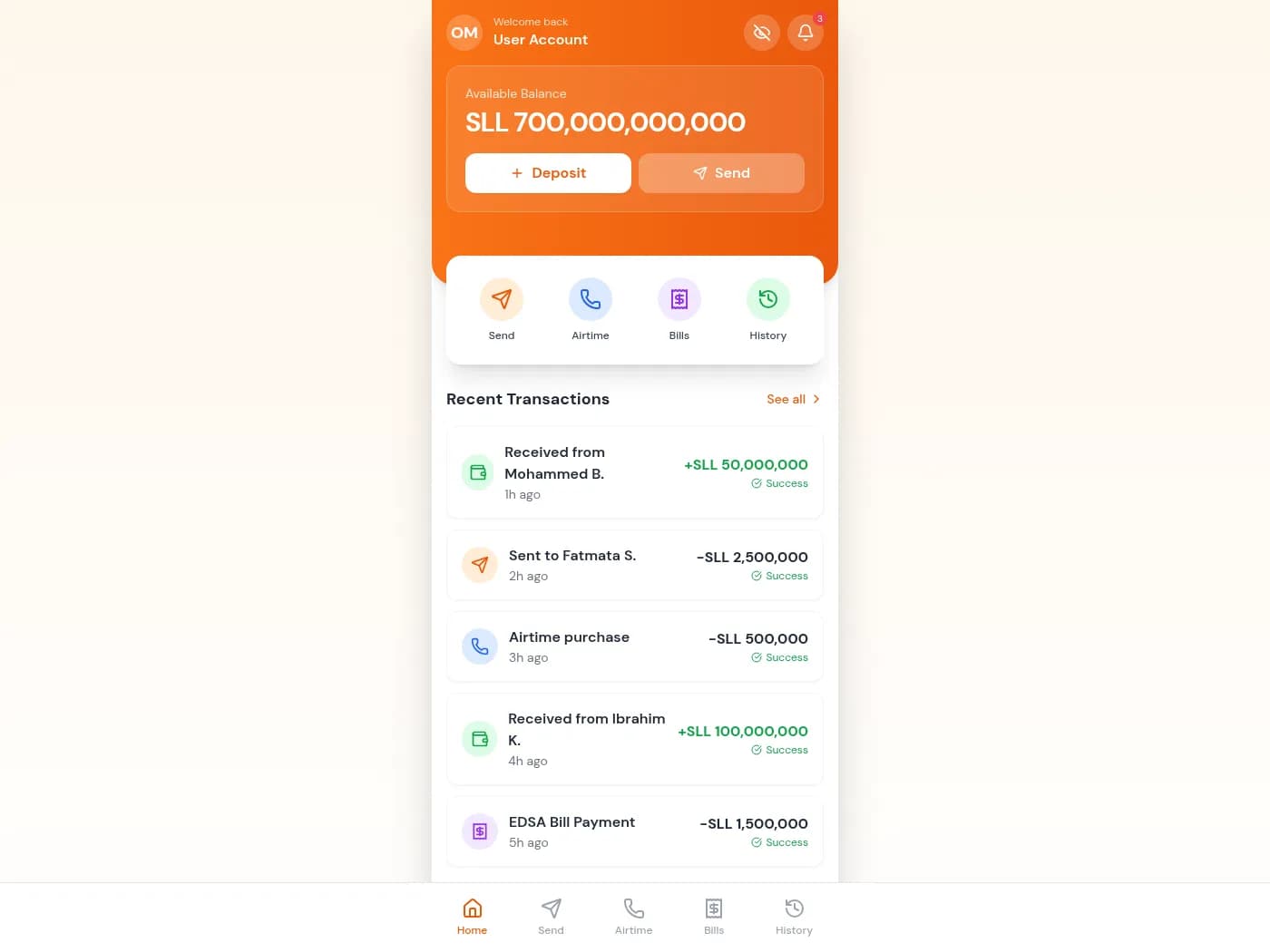 Orange Money Simulator