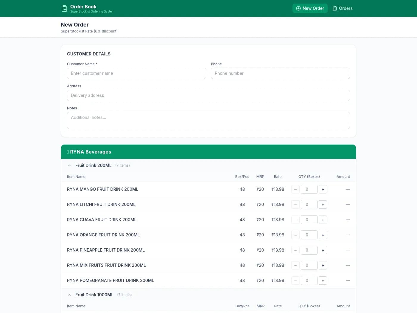 Order Booking WebApp