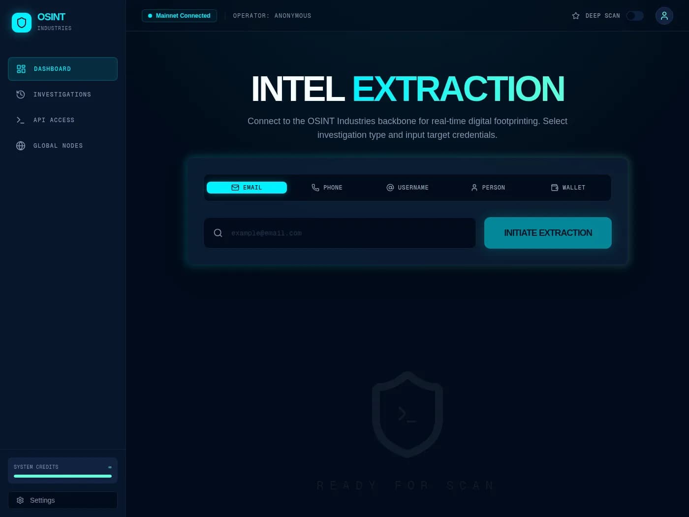 OSINT Industries GUI Clone